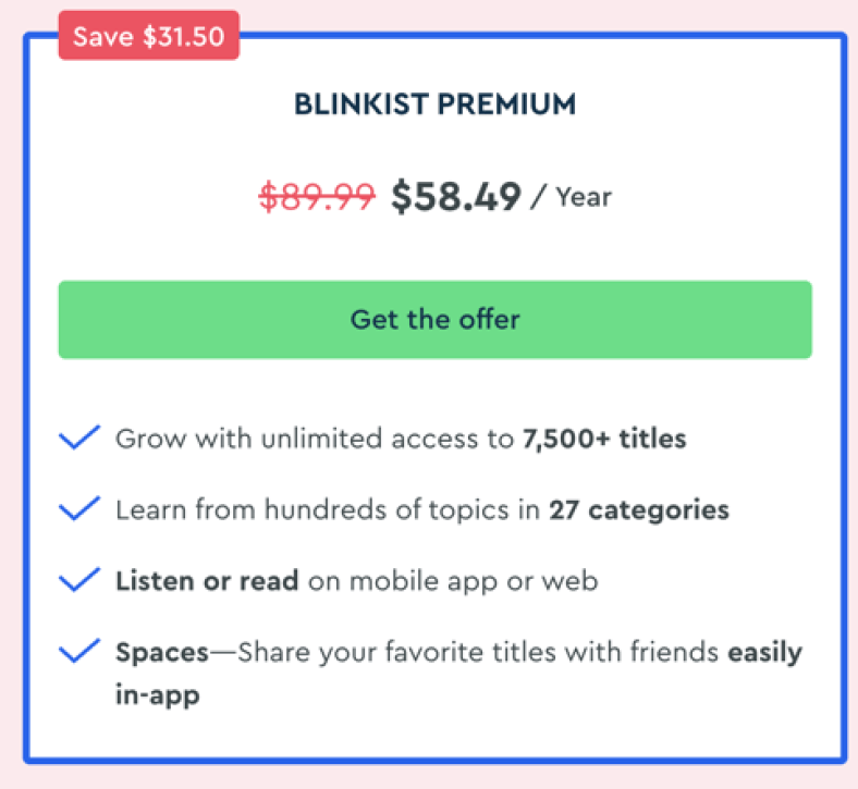 How Much Does Blinkist Cost?
